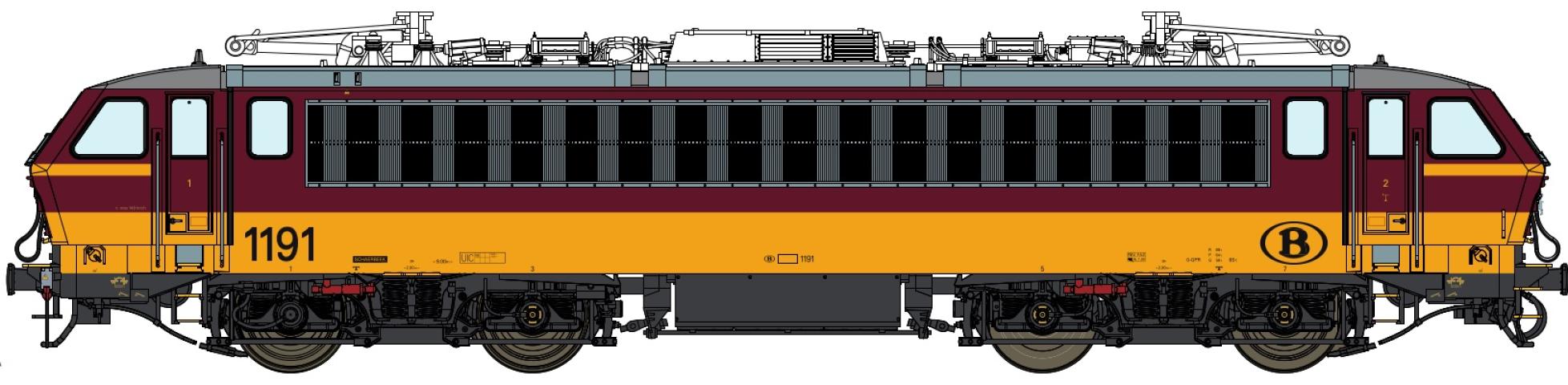 LS Models 1191 - NMBS eloc nr. 1191 voor Beneluxdienst, tp. IV, zonder airco, zonder Magelan ...